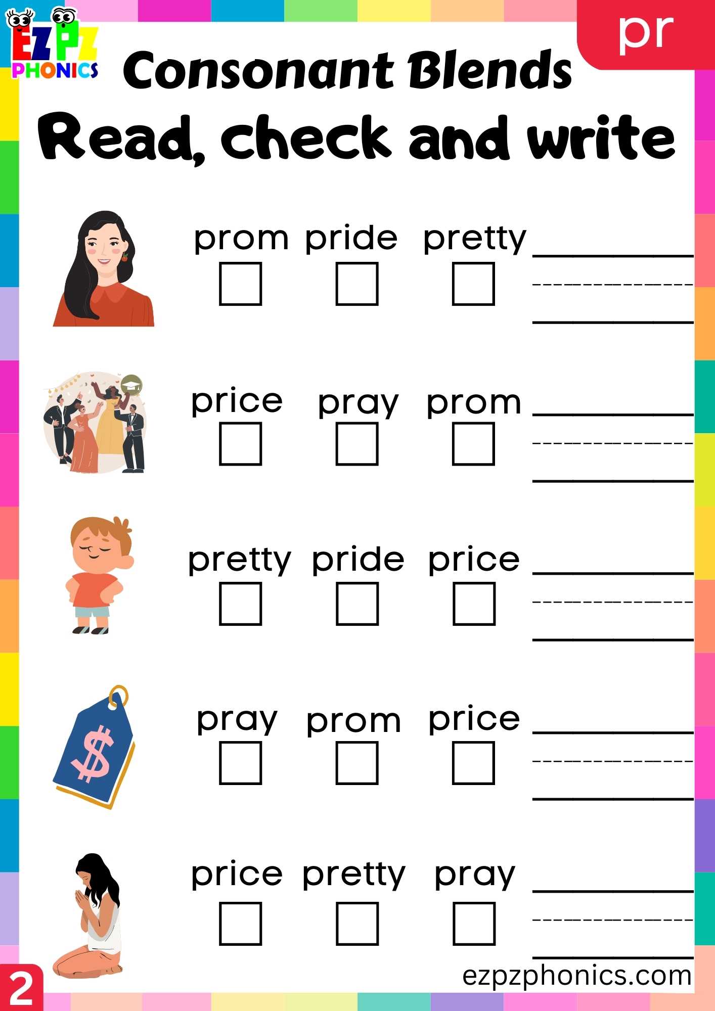 Group2 Pr Words Read Check And Write Phonics Consonant Blends